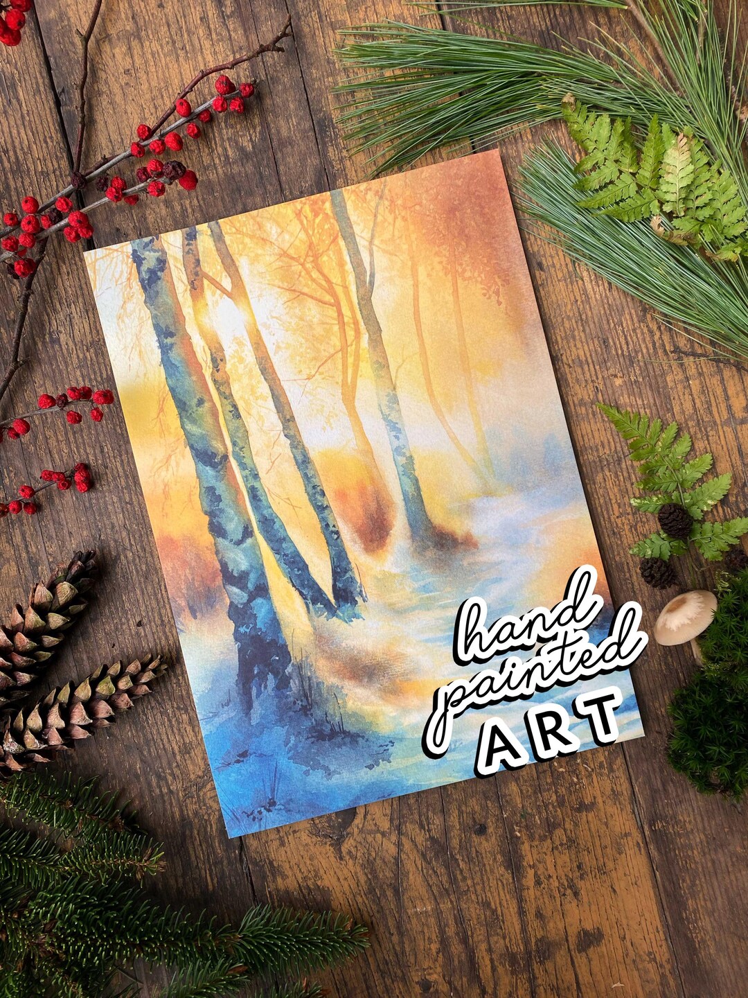 Wall Art Winter Landscape Art Print Watercolor Poster Forestcore Wall ...