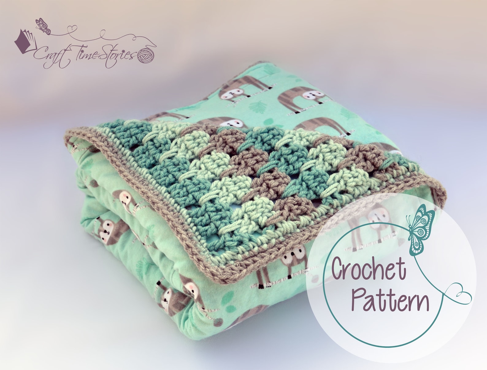 Sloth, Crochet Baby Blanket Pattern, Reversible Baby Blanket, Crochet ...