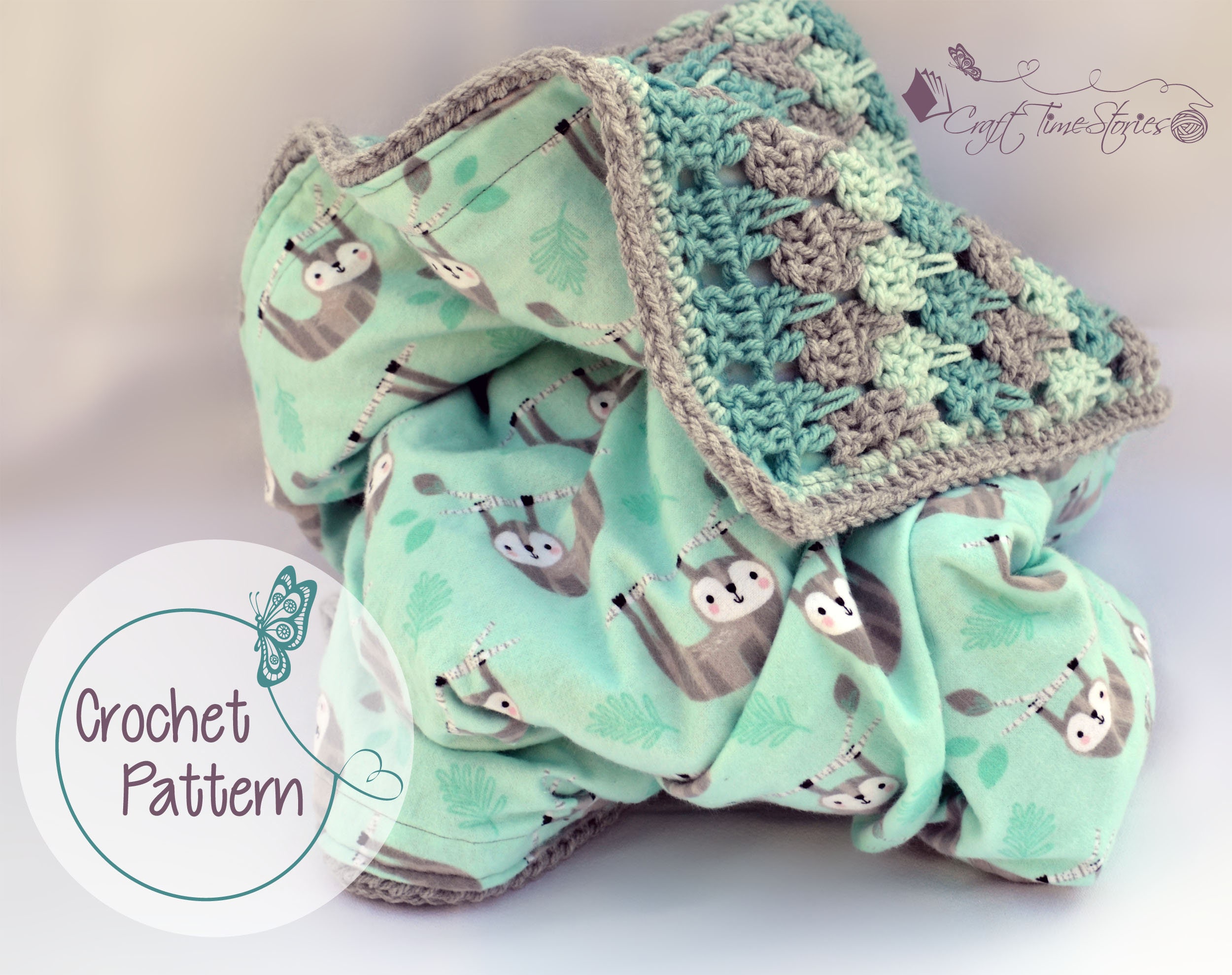 Sloth, Crochet Baby Blanket Pattern, Reversible Baby Blanket, Crochet ...