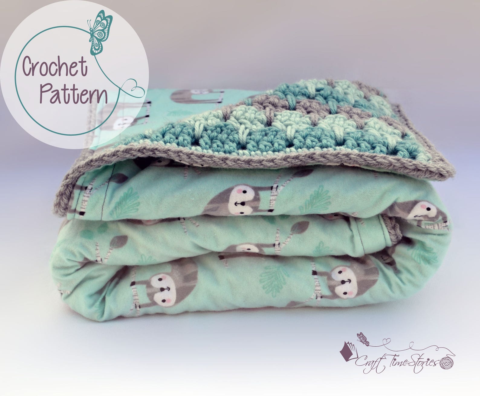 Sloth, Crochet Baby Blanket Pattern, Reversible Baby Blanket, Crochet ...