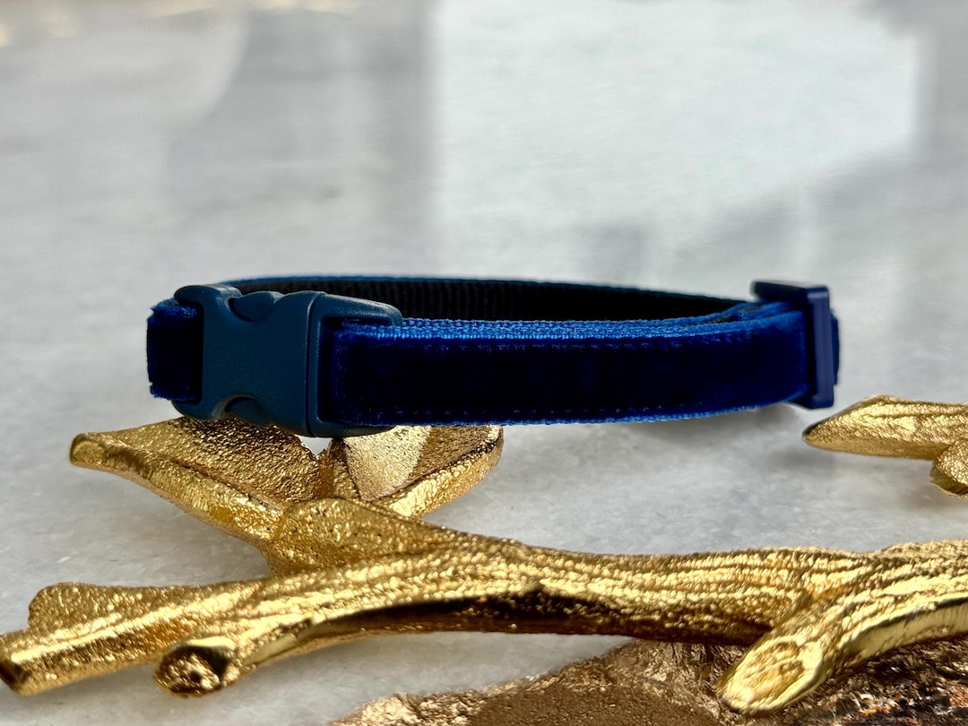 Sapphire Luxe Velvet Collar - Blue Velvet Cat Collar, Velvet Kitten ...