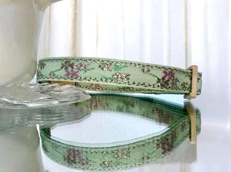 Light Green Embroidered Breakaway Cat Collar, Small Dog Collar, Kitten ...