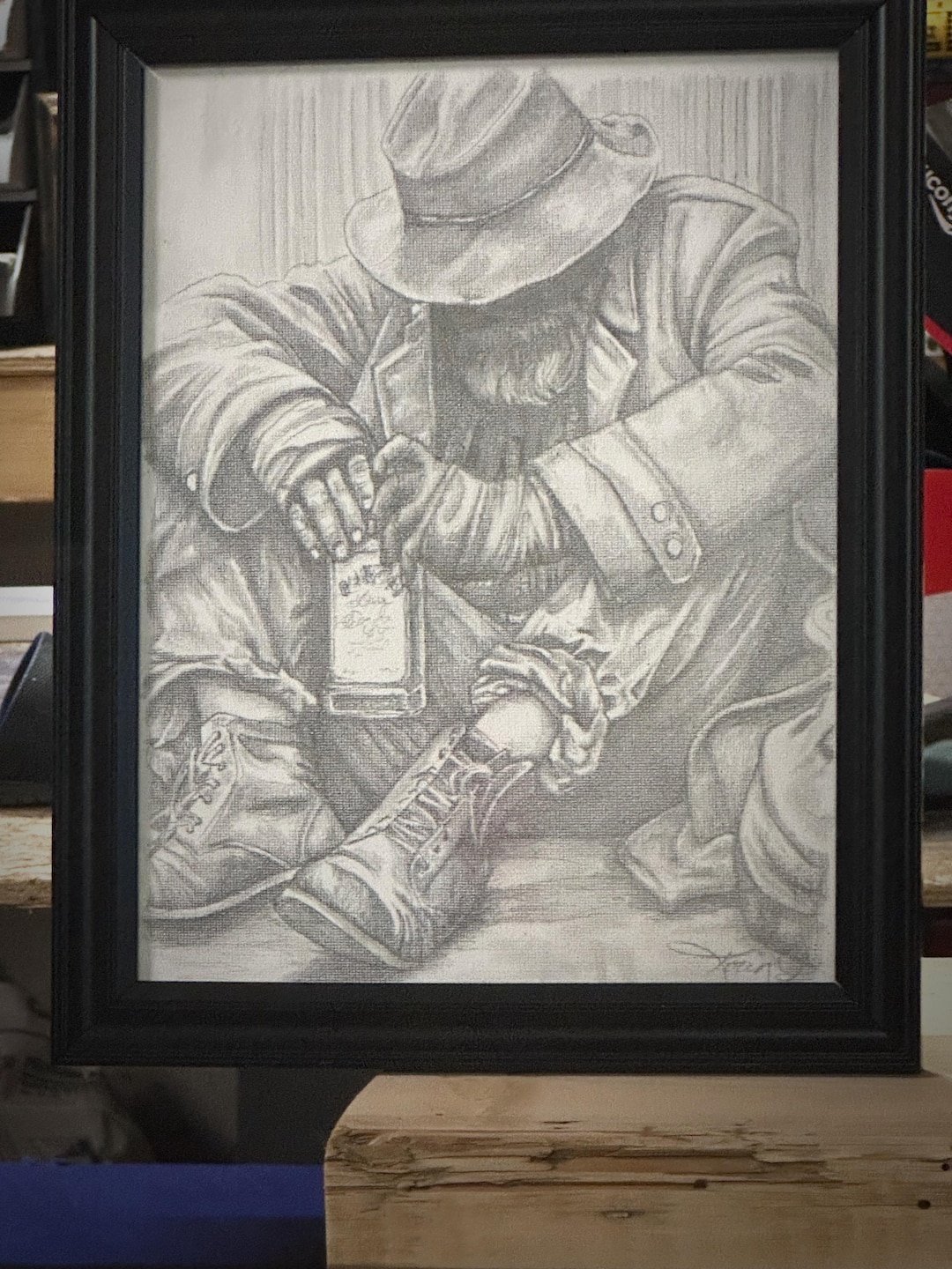 Homeless: an Image of a Homeless Man. Pencil, Graphite Drawing, on ...