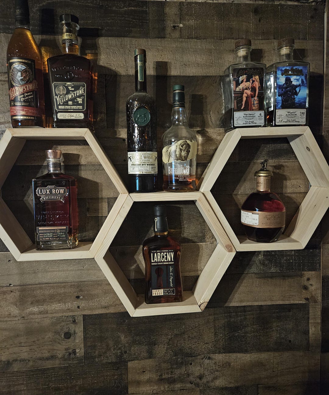 Rustic Honeycomb Floating Shelf: Farmhouse Wall Decor, Optional ...