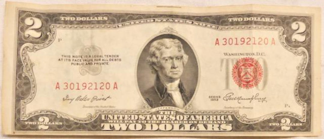 1953 2 Dollar Bill With Alignment Error - Etsy