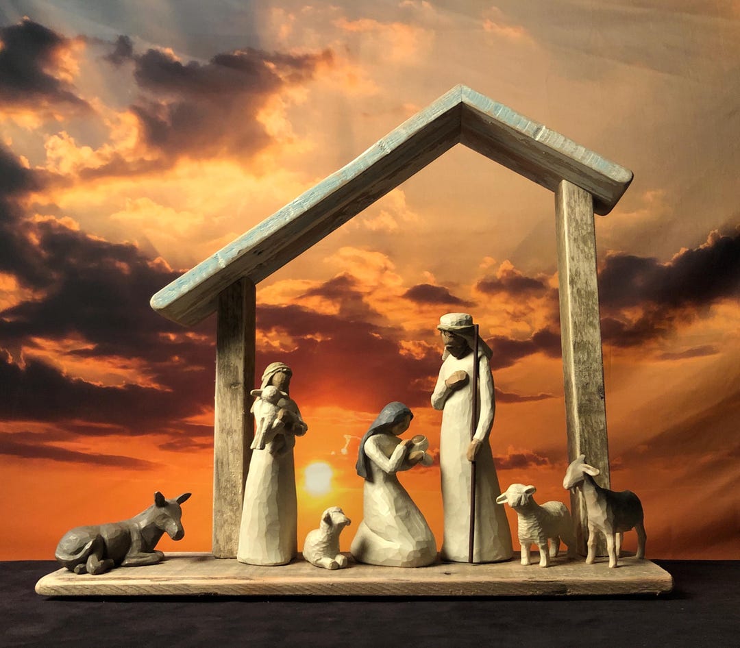 Extra Large Ocean-inspired Nativity Stable, a White & Blue Roof Beach ...