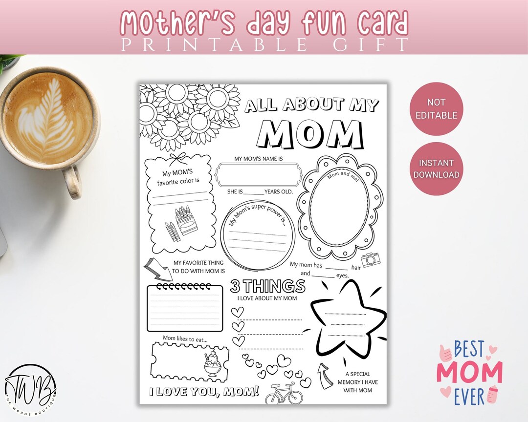 All About My Mom Printable Coloring Page | Mother's Day Kids Activity ...