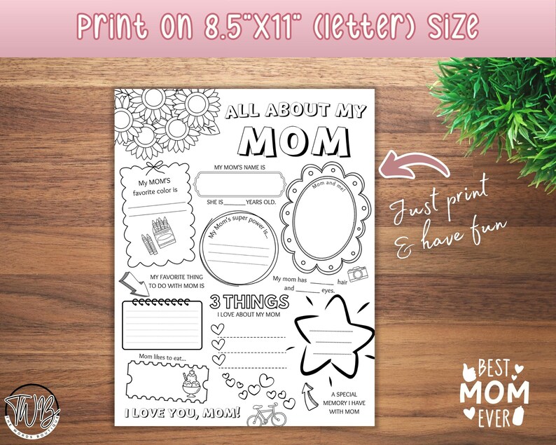 All About My Mom Printable Coloring Page | Mother's Day Kids Activity ...