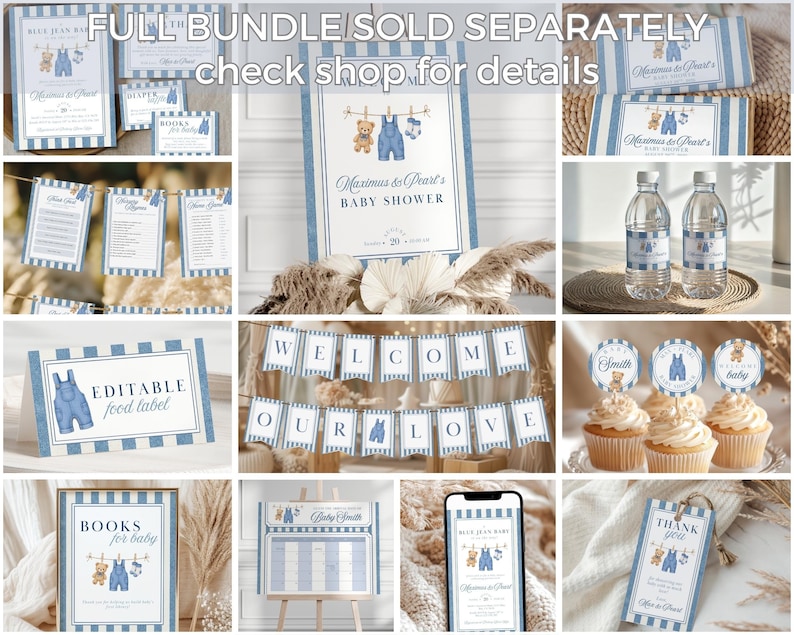 Blue Jean Baby Shower Chocolate Wrapper | Editable Canva Template ...