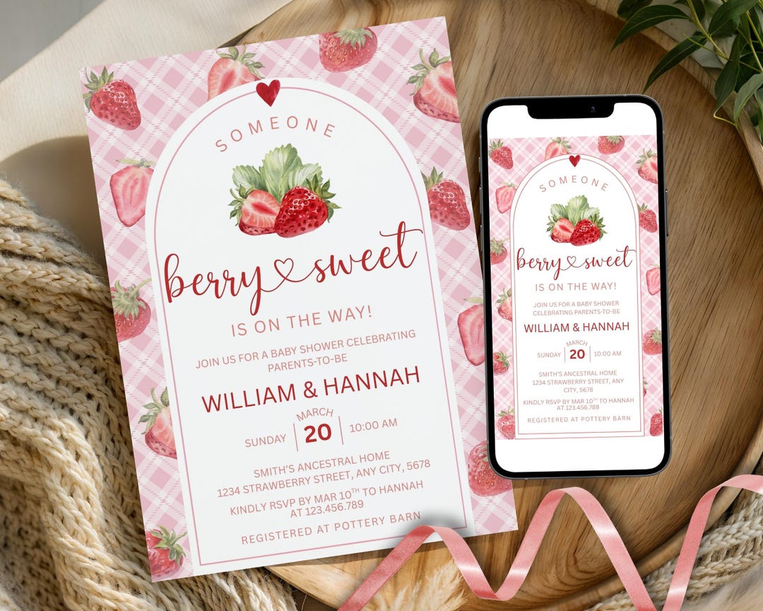 Someone Berry Sweet is on the Way Baby Shower Invitation | Editable ...