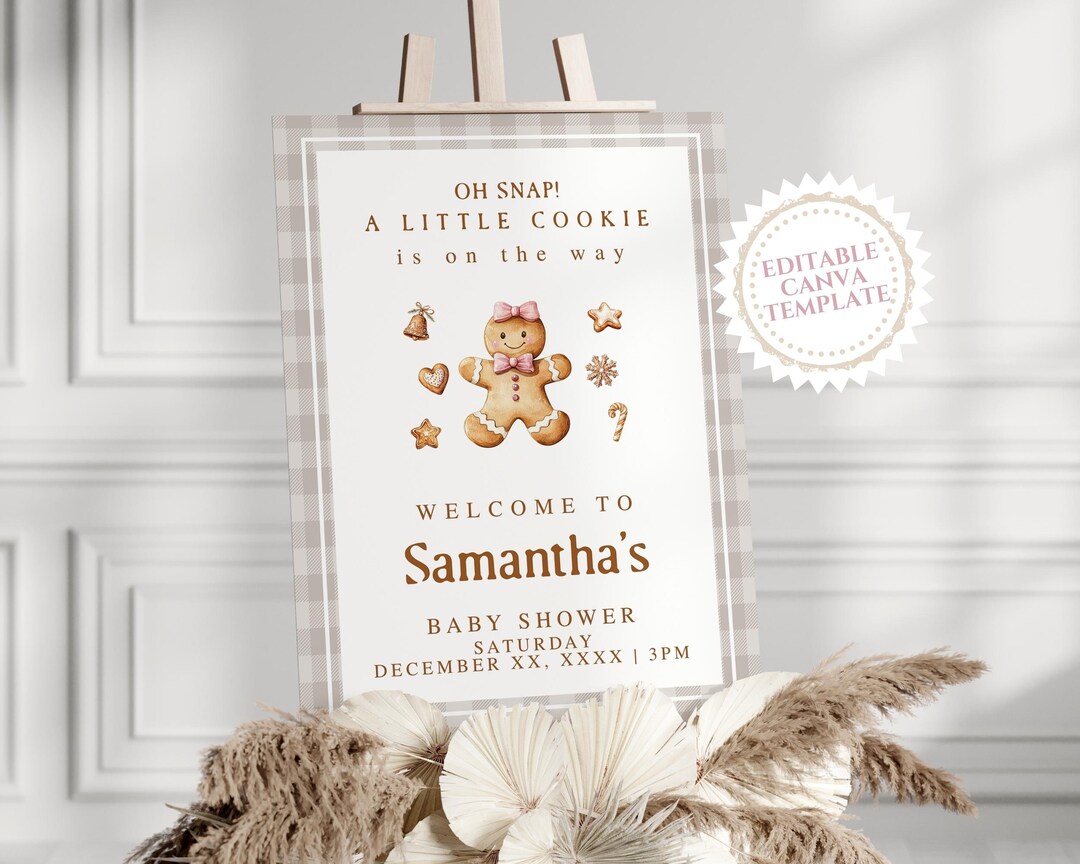 Gingerbread Baby Shower Welcome Sign | Christmas Theme (digital ...