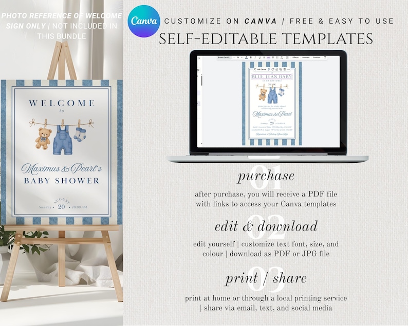 Blue Jean Baby Shower Chocolate Wrapper | Editable Canva Template ...
