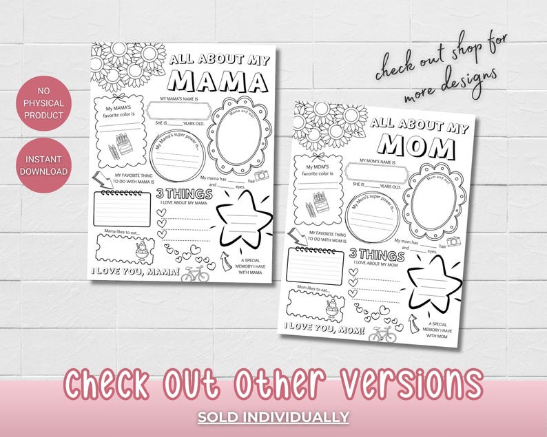 All About Mommy Printable | Mother's Day Coloring Page Keepsake ...