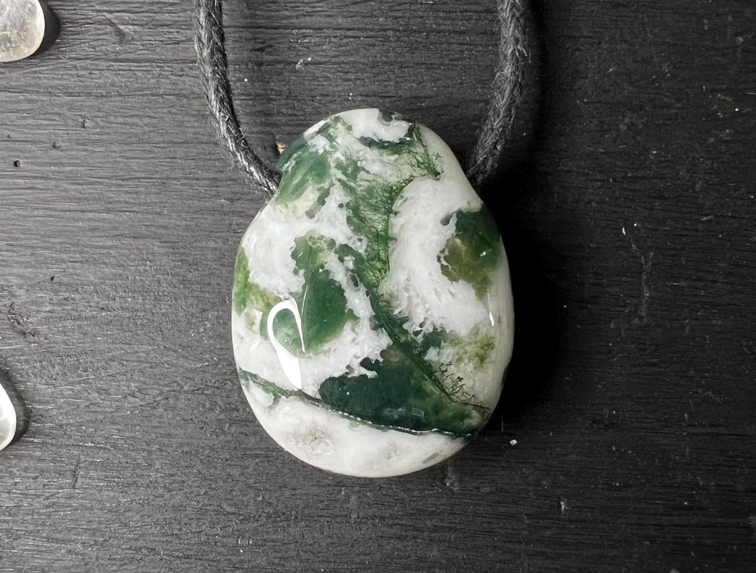 Tree Agate Pendant 1 Inch Drilled White-green Agate Pendant Necklace ...
