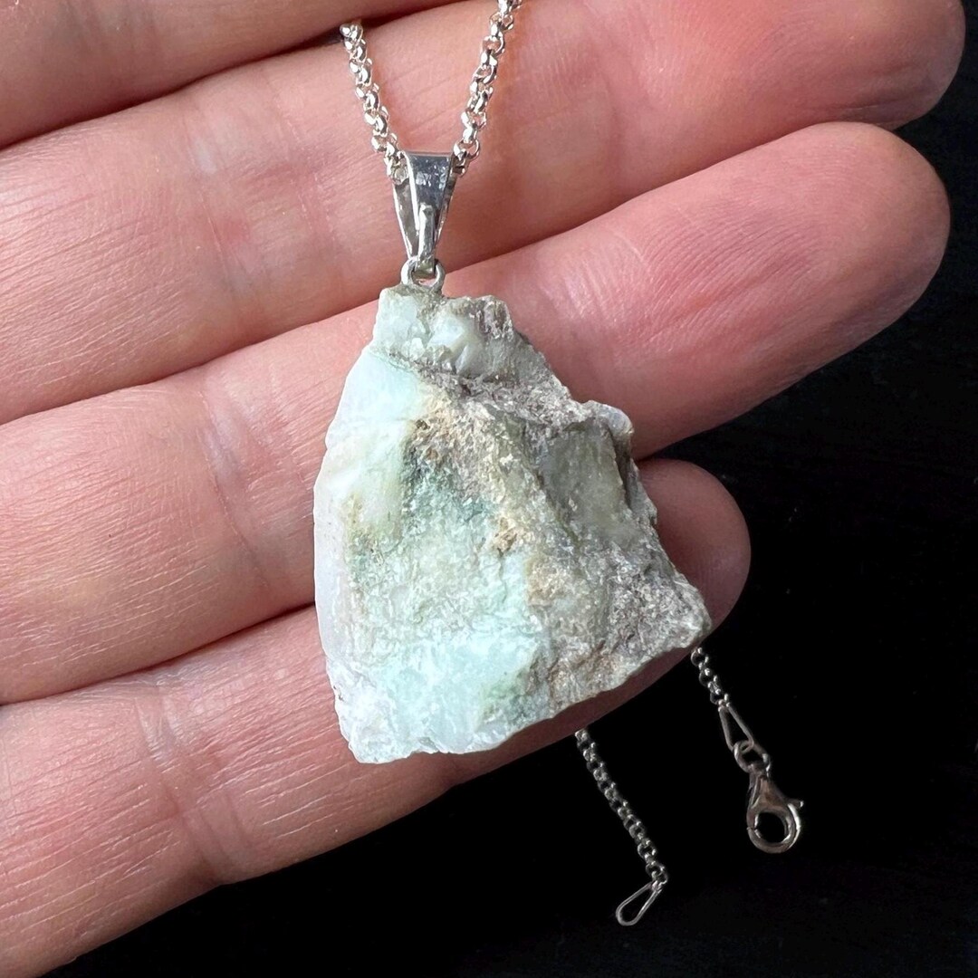Raw Chrysoprase Pendant 1.4 Inches Chunky Australian Green Chrysoprase ...