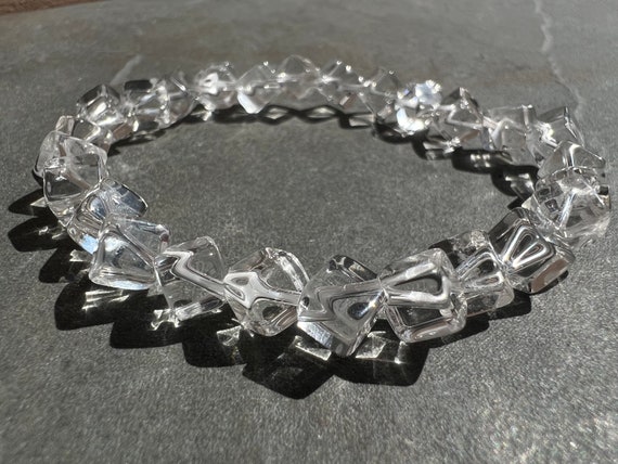 Quartz Bracelet 7mm Clear Square-shaped Beads | Etsy