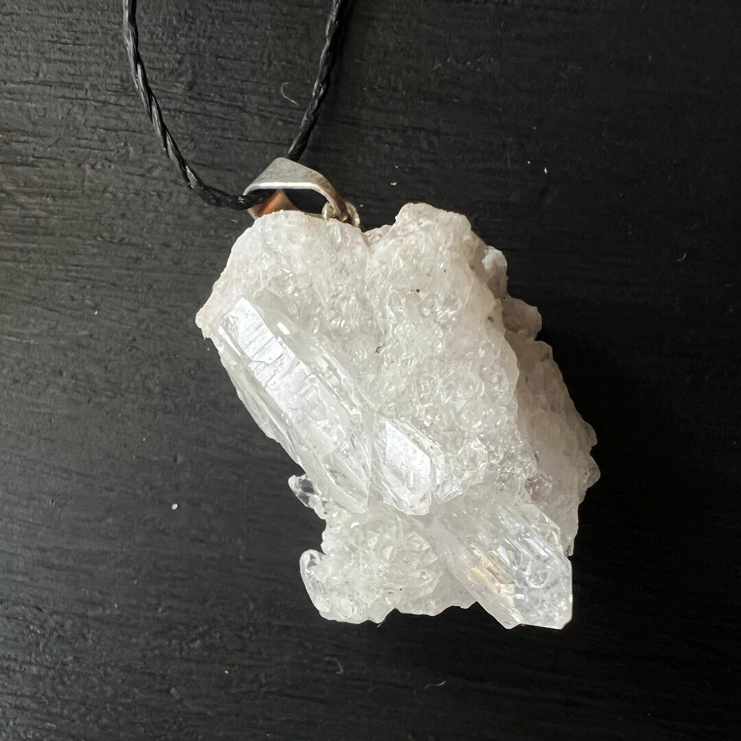 Raw Quartz Cluster Pendant 30mm With Tiny Points - Etsy