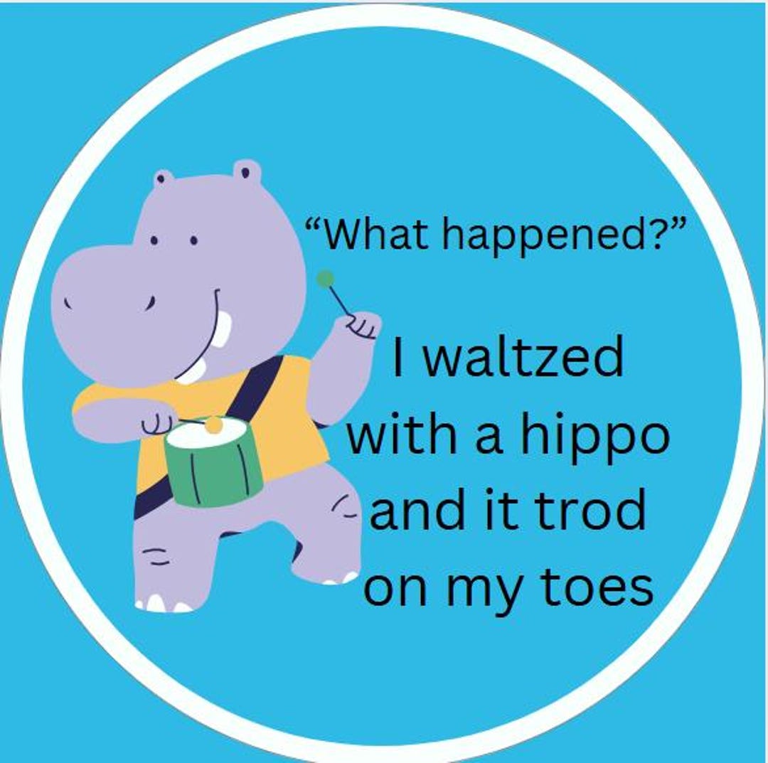 Waltzed With Hippo what Happened, Sticker, Disabled, Funny, Sarcasm ...