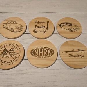 Laser Engraved Coasters | Vintage Cars | Firearms - Etsy