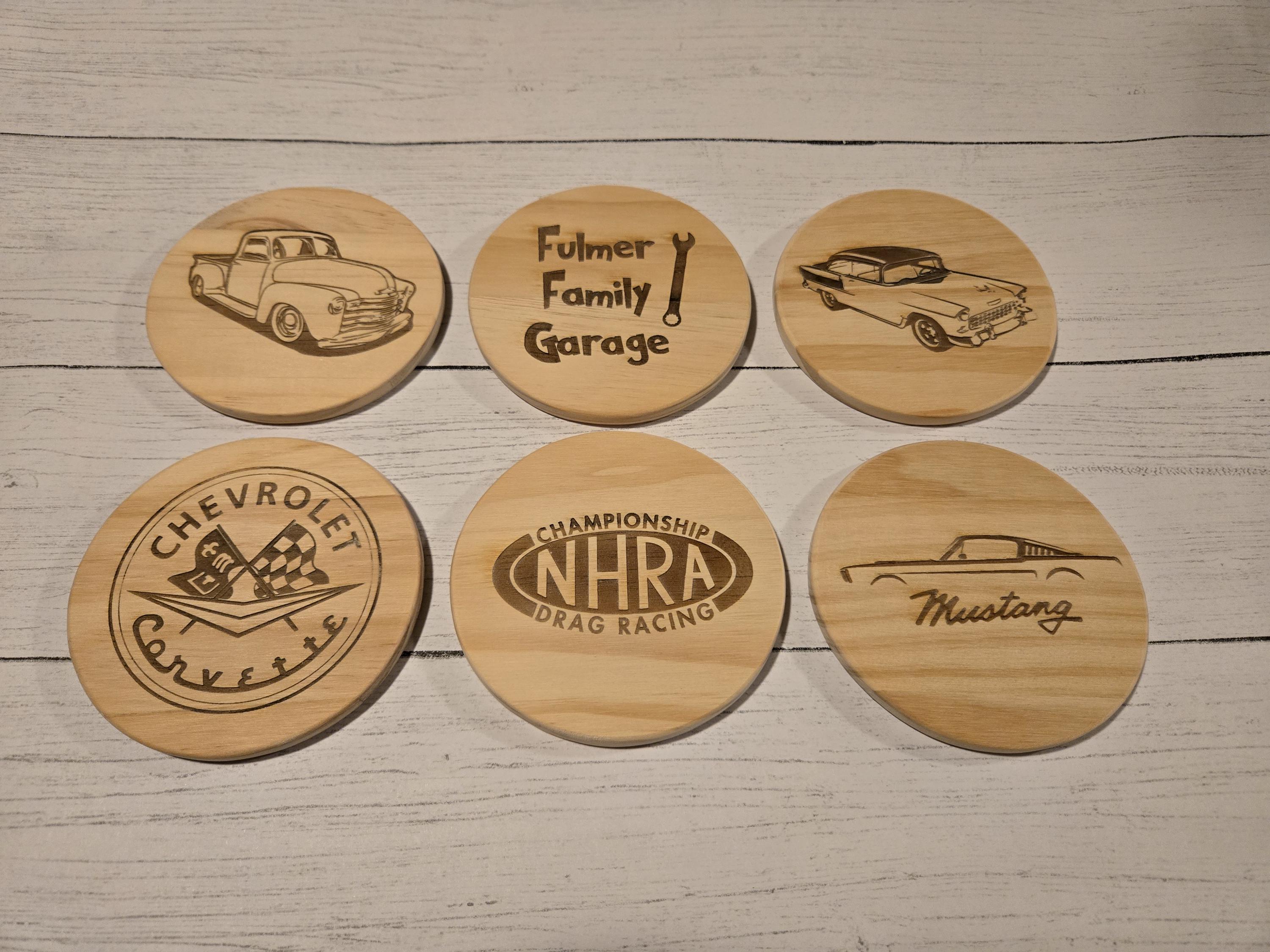 Laser Engraved Coasters Vintage Cars Firearms - Etsy