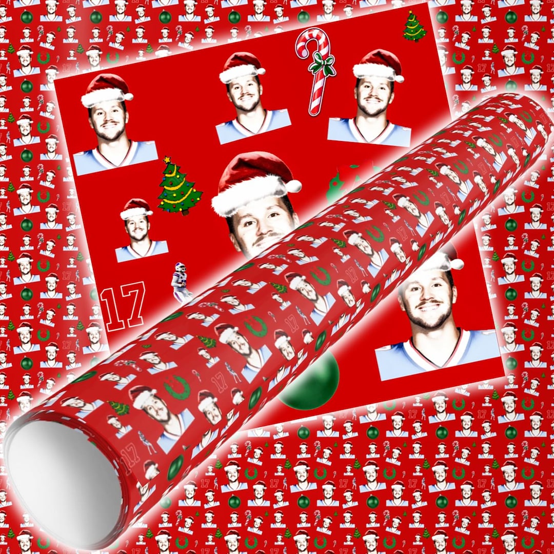 Santa Josh Allen Christmas Wrapping Paper Buffalo Bills Holidays - Etsy