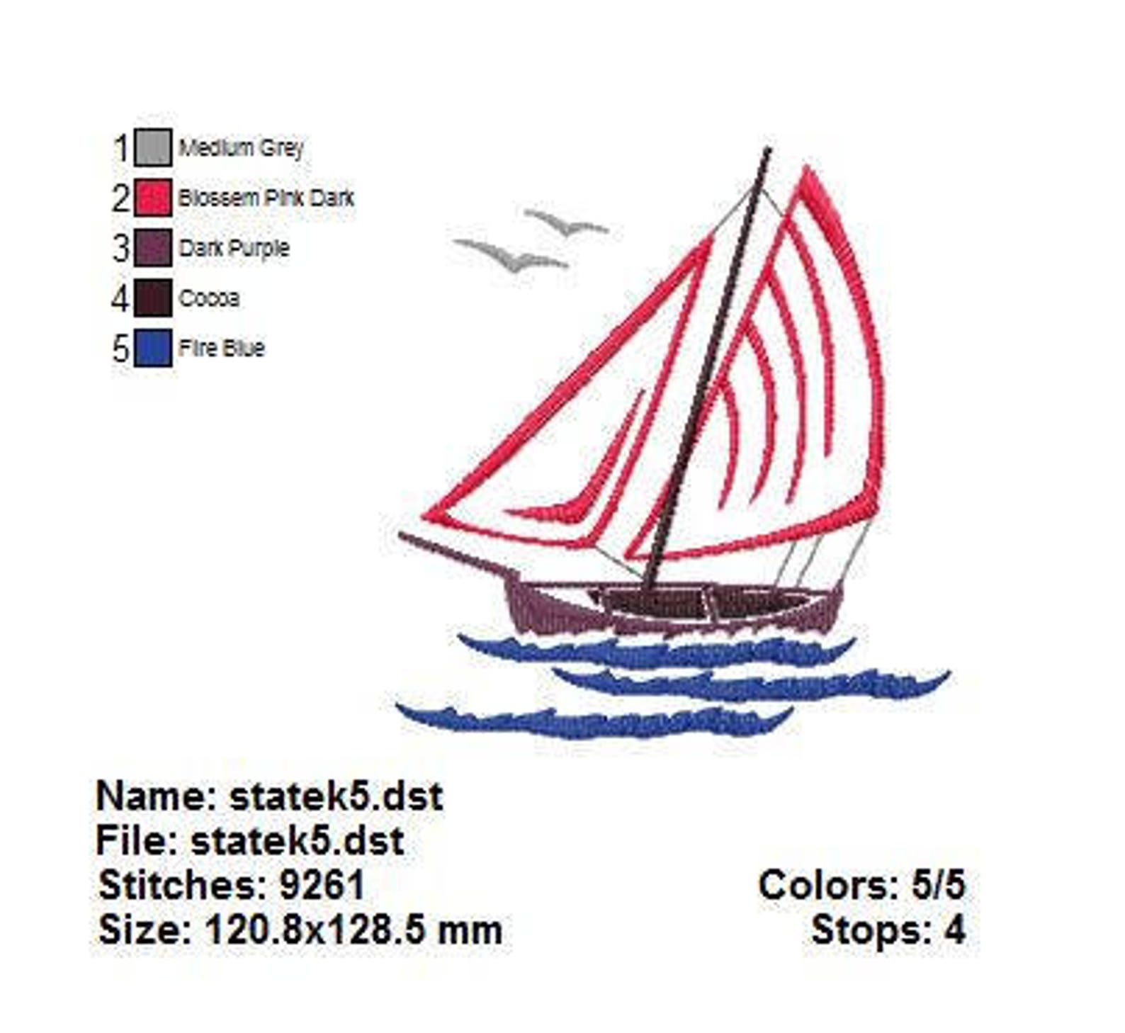 Machine Embroidery Design Ship#5 INSTANT DOWNLOAD - Etsy
