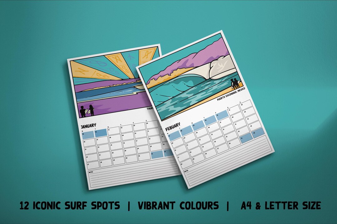 2025 Iconic Surf Calendar & Prints | 12 Surf Illustrations | Perfect ...