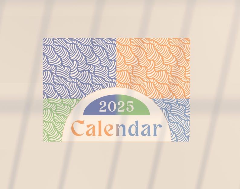 2025 Groovy Pastel Patterned Calendar | Retro Vintage Designs for Home ...