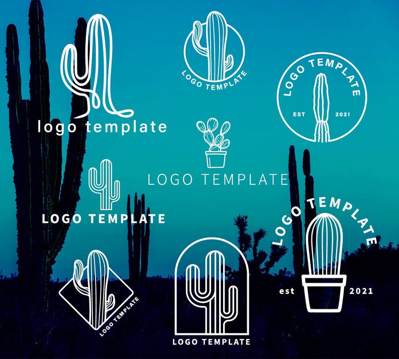 Desert Cactus Logo Templates | Editable .AI, .SVG, .EPS Files ...
