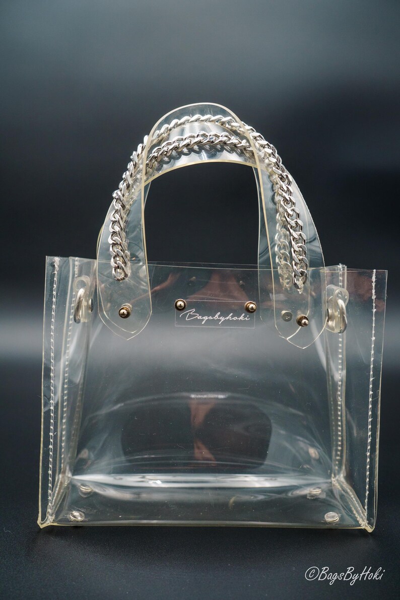Clear PVC Stadium Bag, Pink Pouch, Chain Handle, Strap Crossbody. Event ...