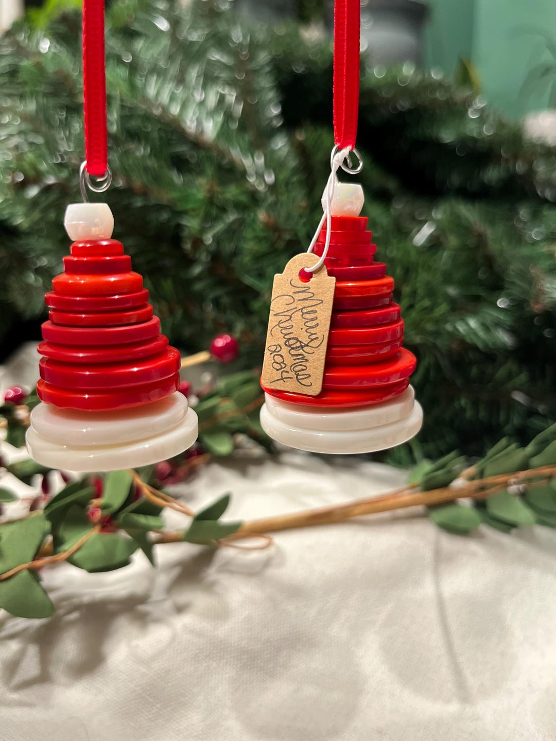 Santa Hat Button Ornament | Tree Ornament | Christmas Gift | Office ...