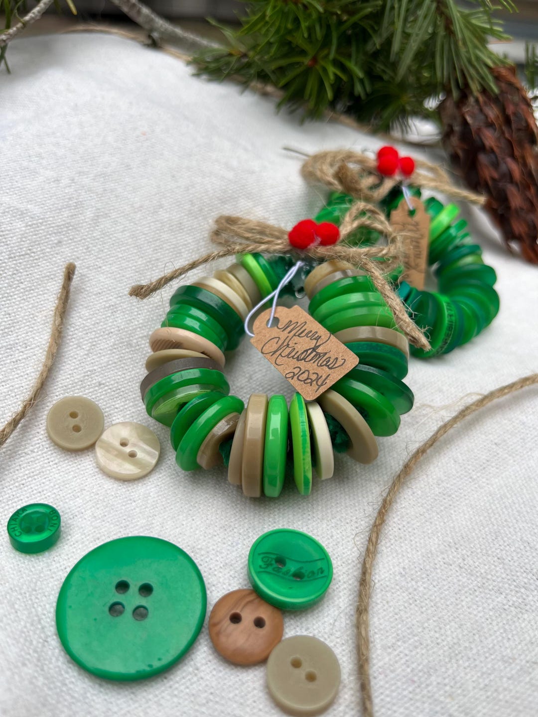 Wreath Button Ornament | Tree Ornament | Christmas Gift | Office Gift ...