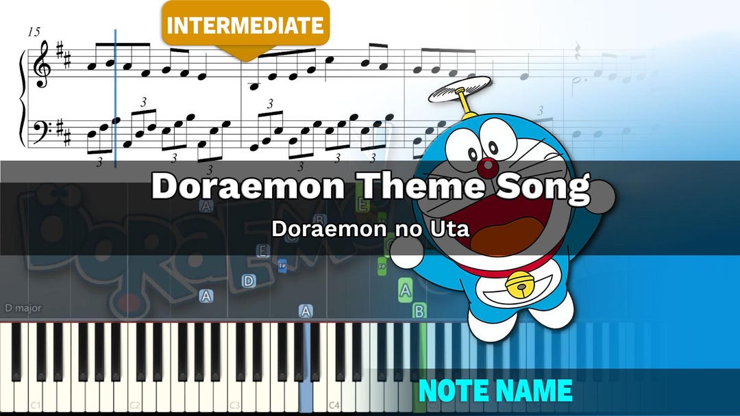 Doraemon Theme Song - Doraemon No Uta With Note Name | Sheet Piano ...