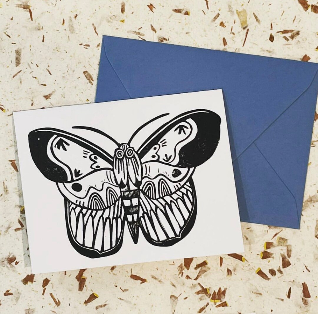 Blank Card, Hand Printed Cards, Block Printed Stationary, Love Note ...