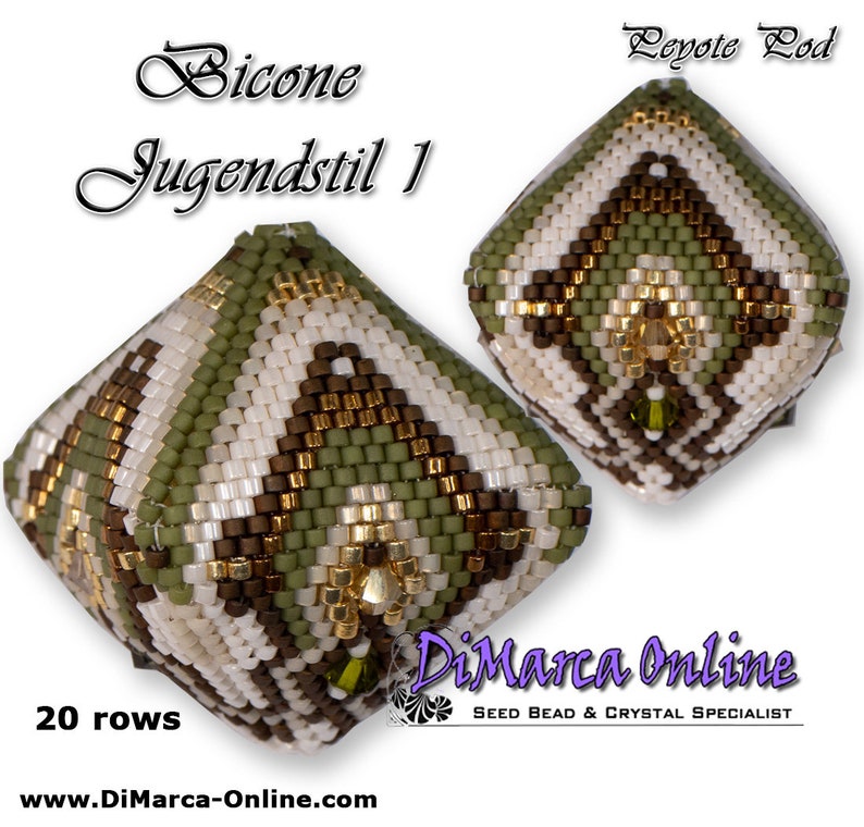 Tutorial 20 Rows - 3D Peyote Pods Beading Patterns BICONE JUGENDSTIL 1 ...