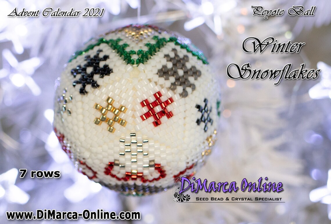 3D Peyote Ball Beading Pattern 7 Rows WINTER SNOWFLAKES With | Etsy
