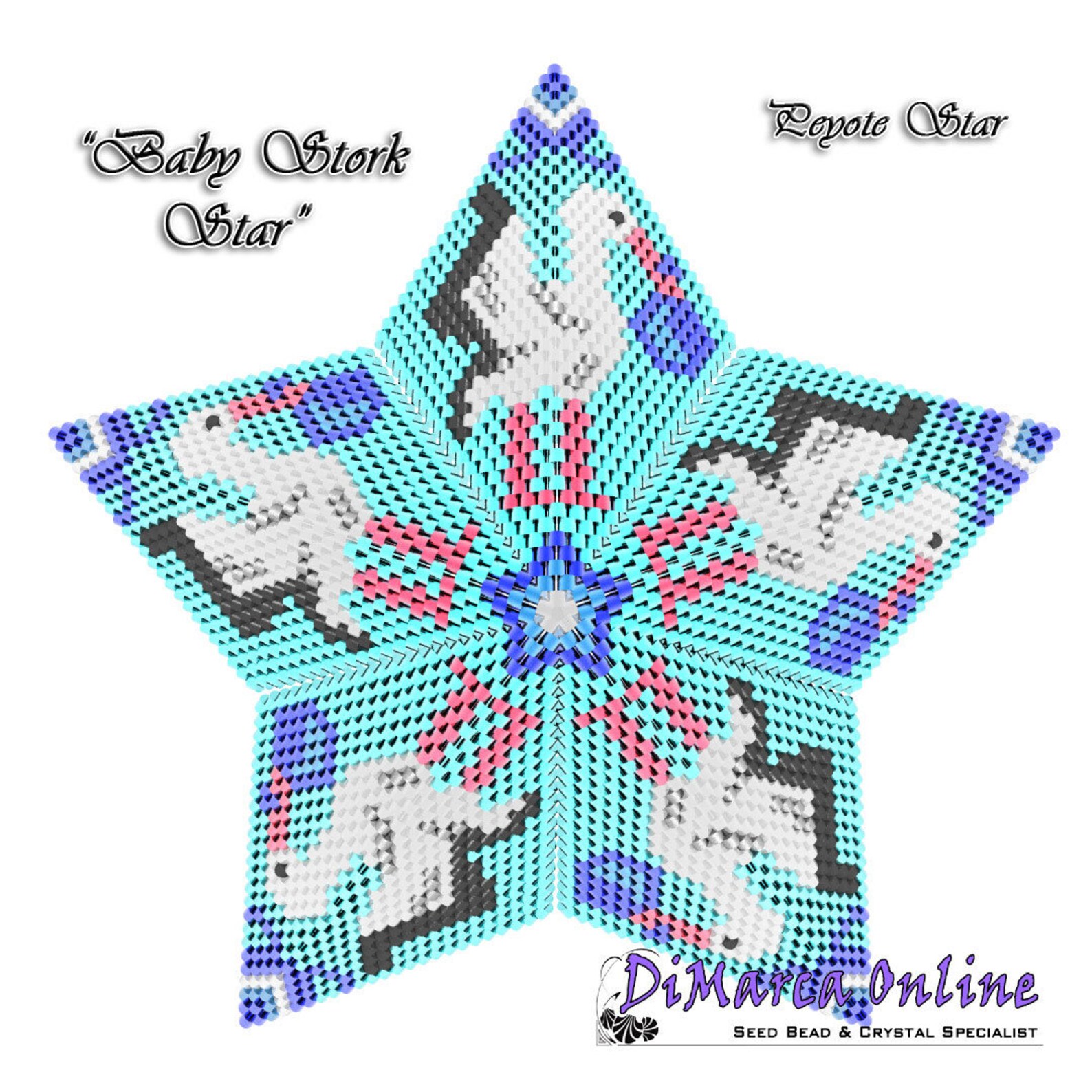 3D Peyote Star Beading Pattern BABY STORK pink & Blue With - Etsy