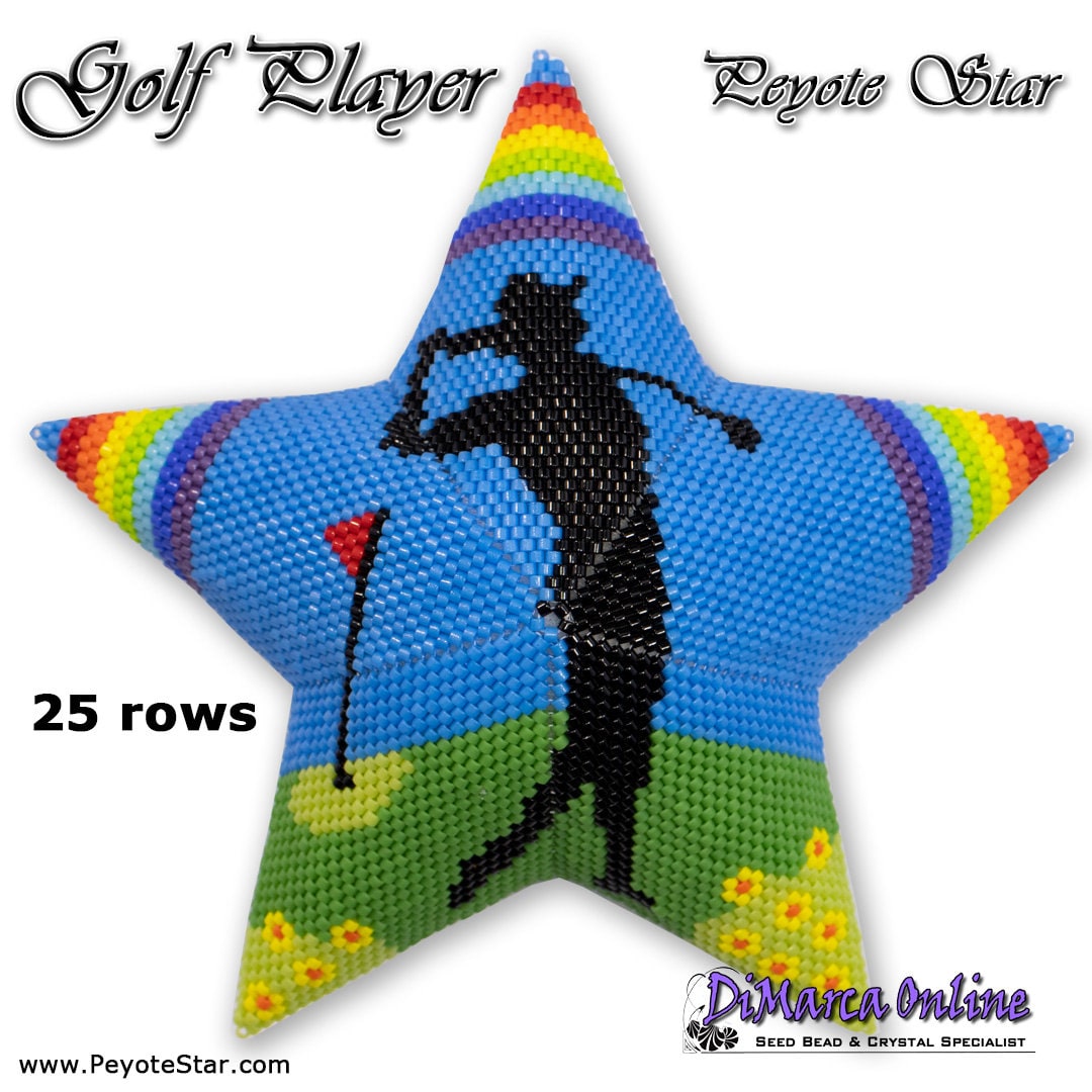 3D Peyote Star Beading Pattern GOLF PLAYER With Basic Instructions ...