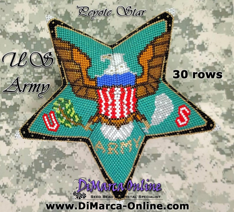 Tutorial 30 Rows 3D Peyote Star Beading Pattern US ARMY With | Etsy