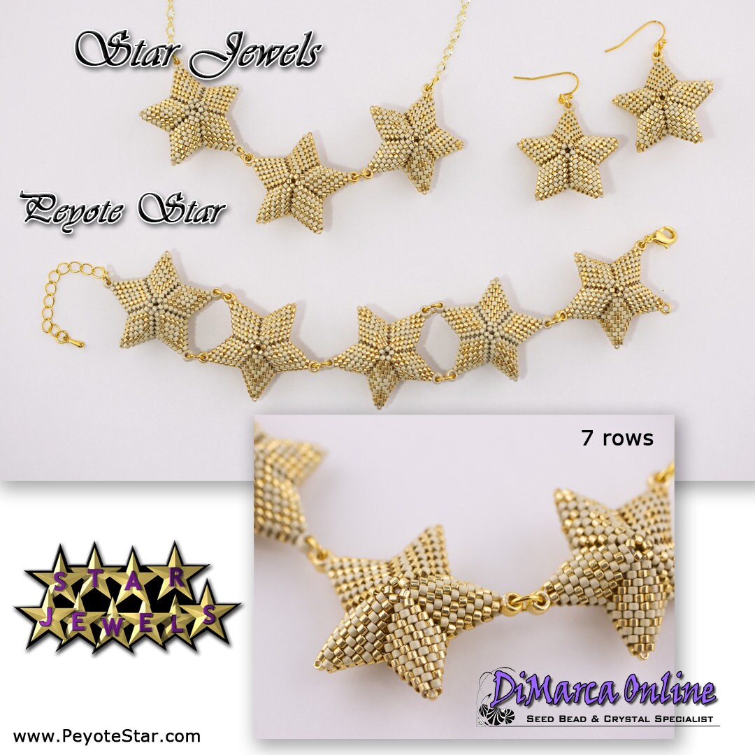 3D Peyote Star Beading Pattern 10 STAR JEWELS With Basic Instructions ...
