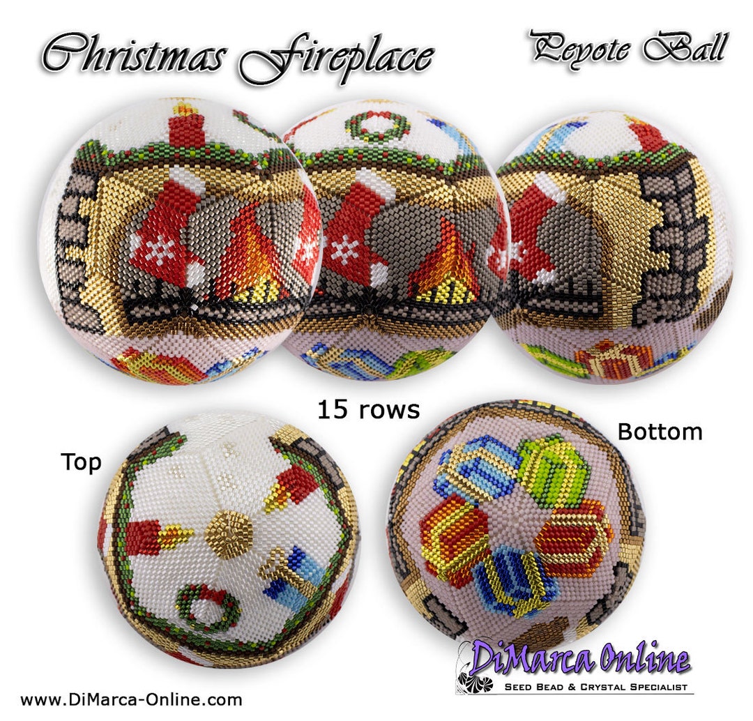 3D Peyote Ball Beading Pattern 15 Rows - CHRISTMAS FIREPLACE With Basic ...