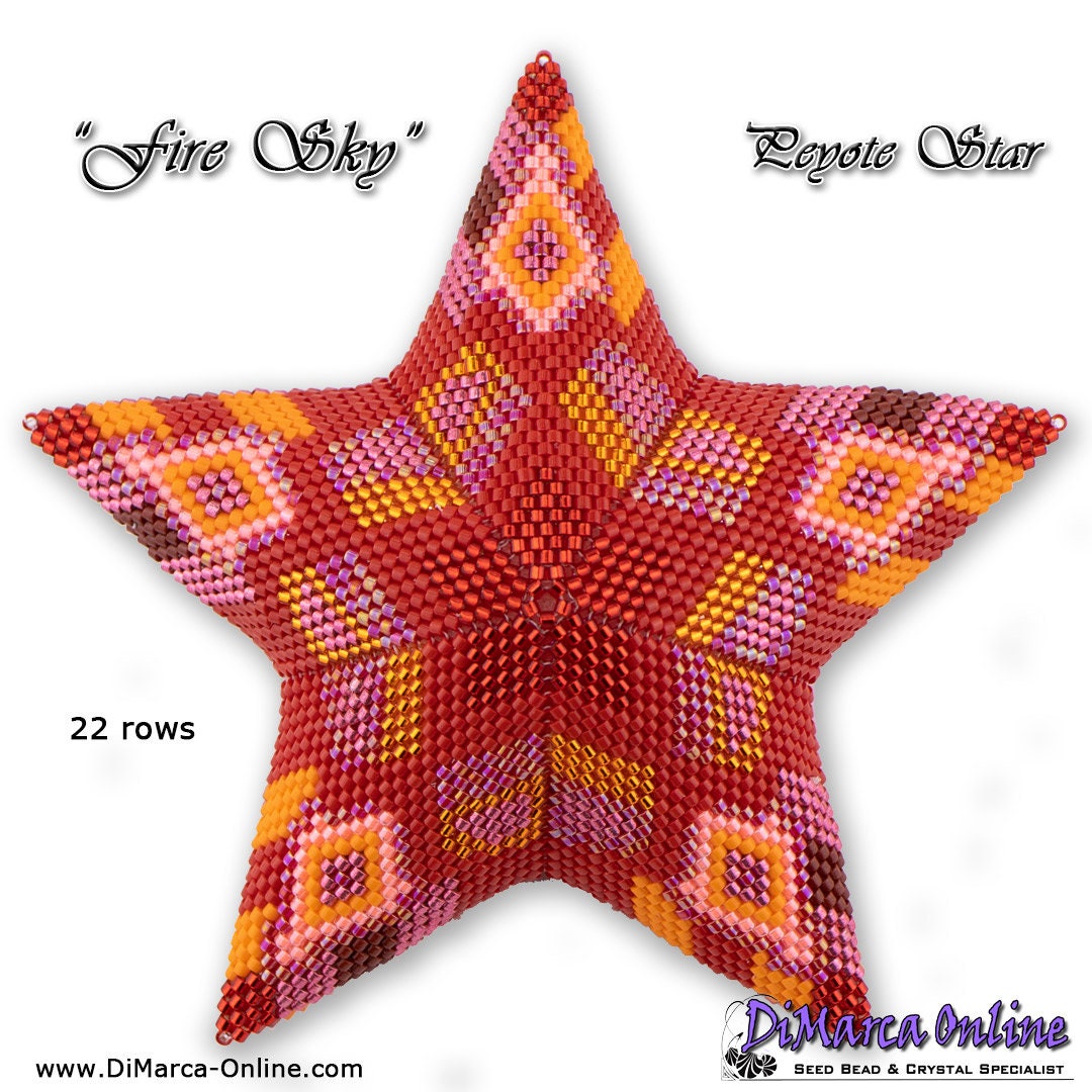 3D Peyote Star Beading Pattern FIRE SKY With Basic Instructions ...