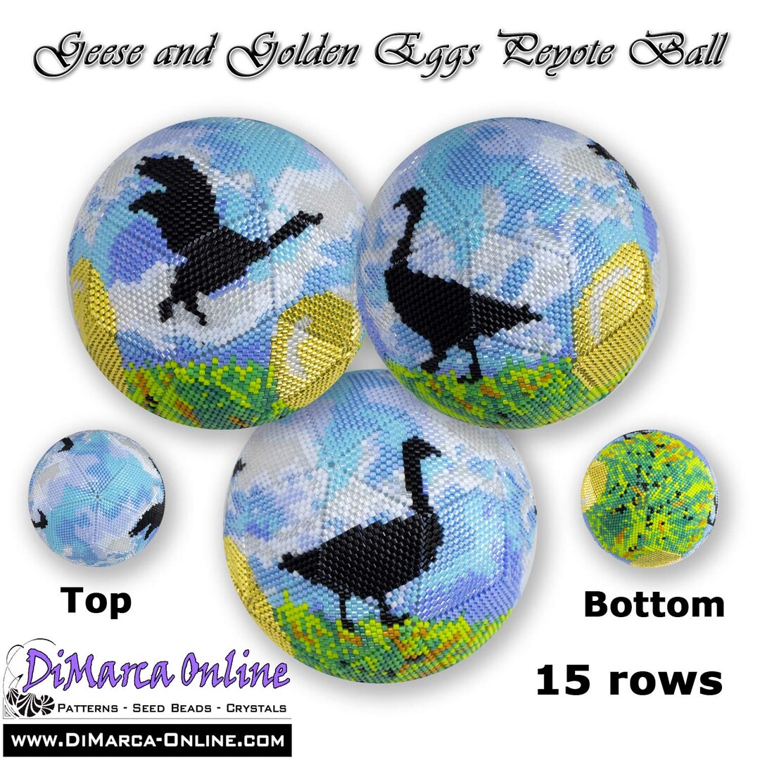3D Peyote Ball Beading Pattern 15 Rows - GEESE and GOLDEN EGGS With ...