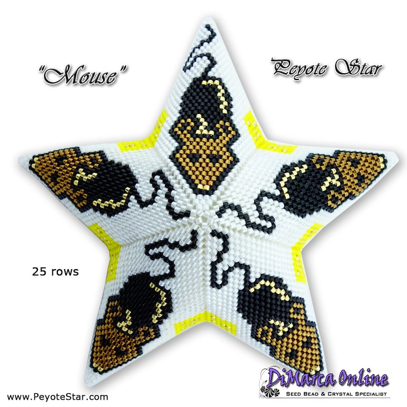 3D Peyote Star Beading Pattern MOUSE With Basic Instructions Tutorial ...