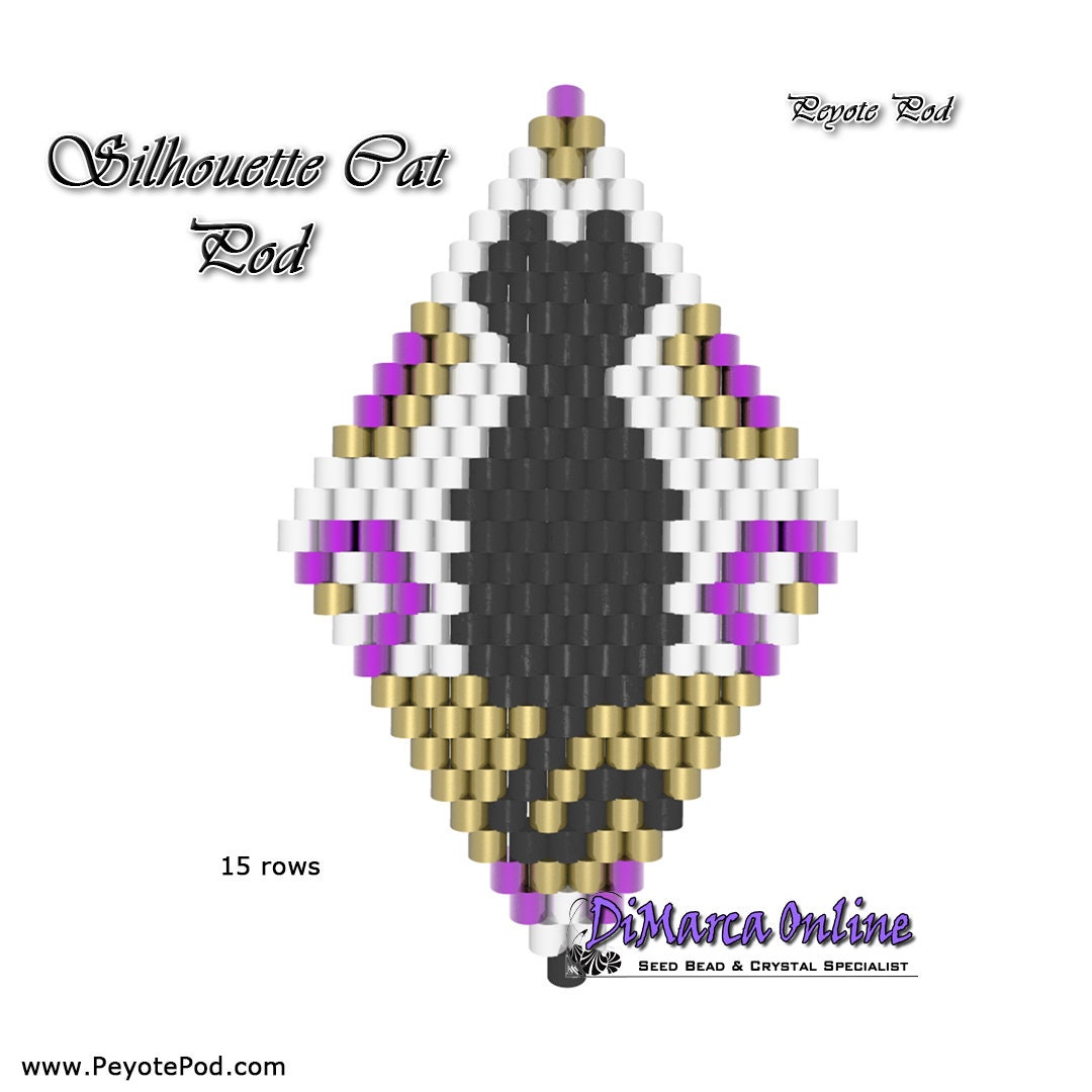 Tutorial 15 Rows - 3D Peyote Pod Beading Pattern SILHOUETTE CAT With ... Tutorial 15 Rows - 3D Peyote Pod Beading Pattern SILHOUETTE CAT With ...