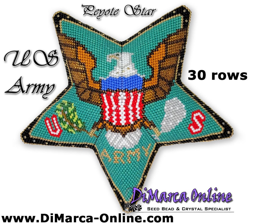 Tutorial 30 Rows - 3D Peyote Star Beading Pattern US ARMY With Basic ...