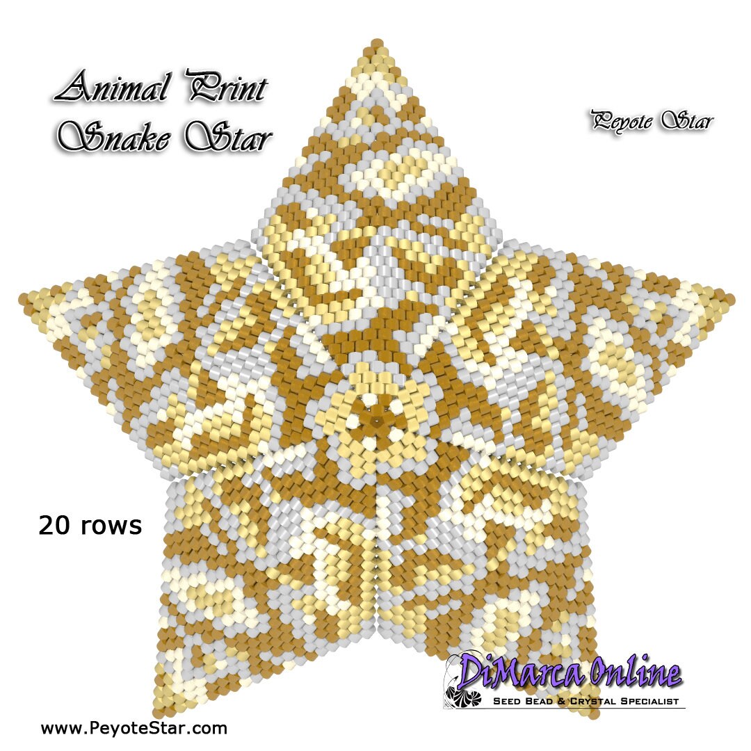 3D Peyote Star Beading Pattern ANIMAL PRINT SNAKE With Basic ...