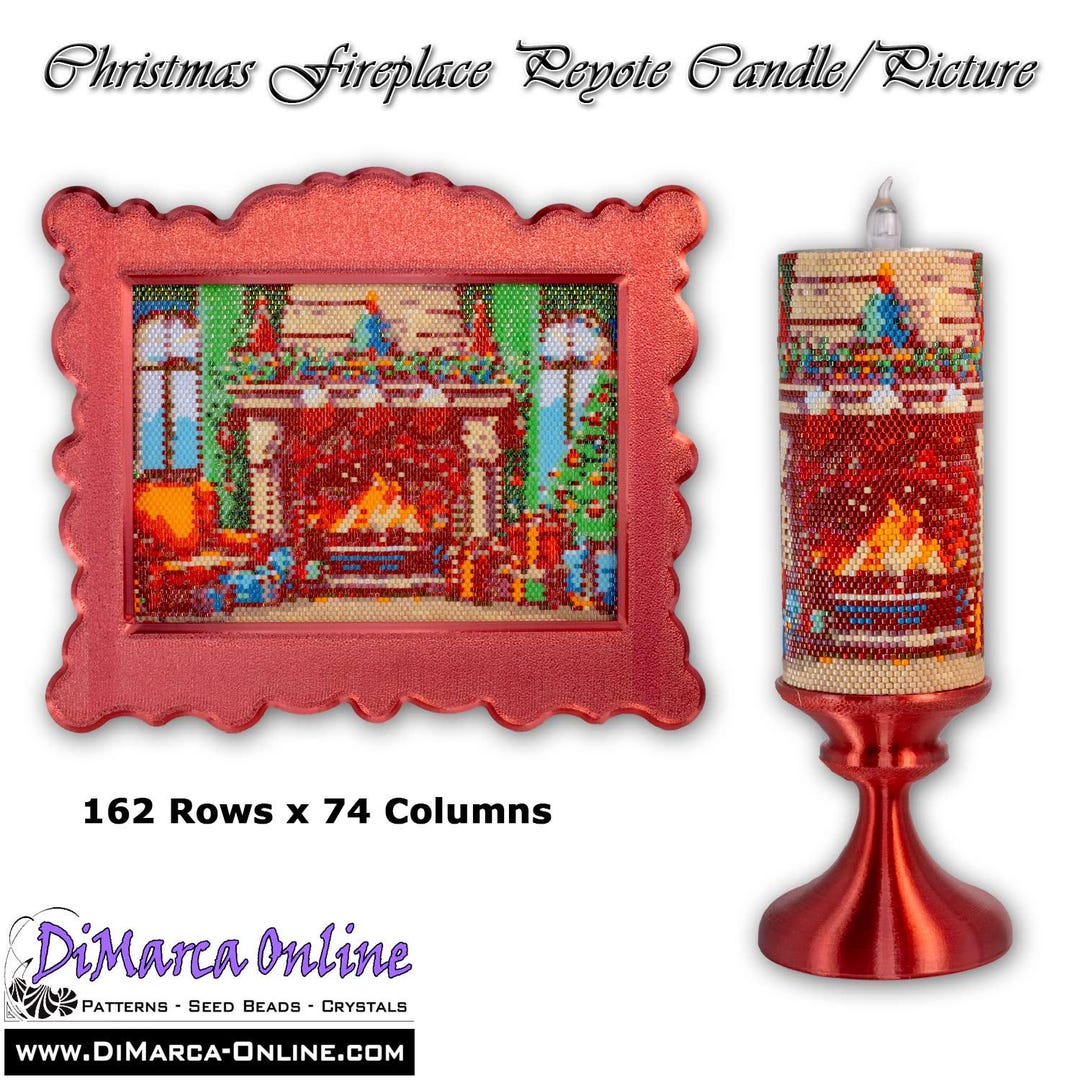 3D Peyote Candle/picture Beading Tapestry Pattern - CHRISTMAS FIREPLACE ...