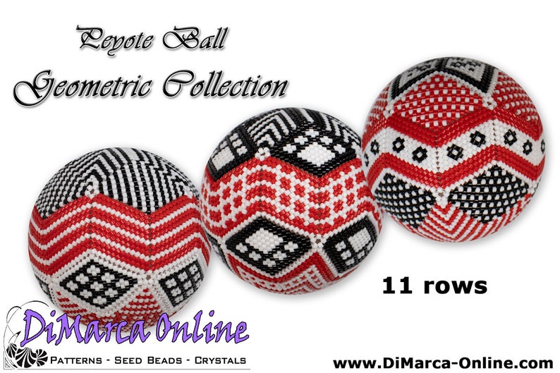 3D Peyote Ball Beading Pattern 11 Rows - GEOMETRIC COLLECTION (3 X ...