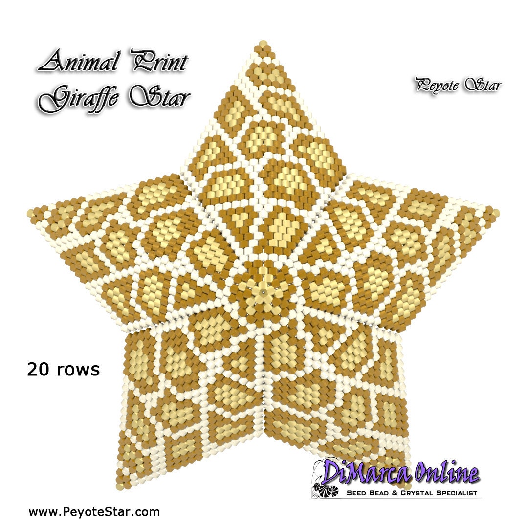 3D Peyote Star Beading Pattern ANIMAL PRINT GIRAFFE With Basic ...